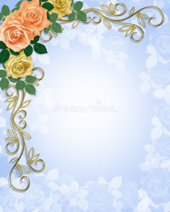 Peach Rose and Pearls Wedding Invitation Stock Illustration ...