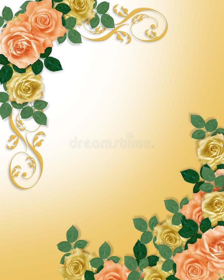 Peach Rose and Pearls Wedding Invitation Stock Illustration ...