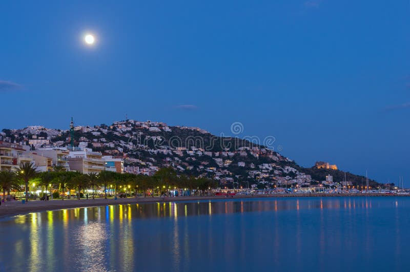Roses Under the Moon, Catalonia, Spain. Stock Image - Image of ...
