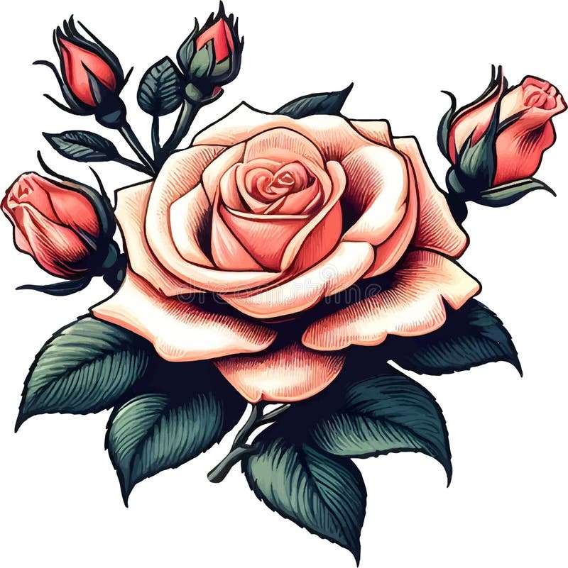 Roses, Roses Vector, Roses Paint, Roses Bundle Illustration Stock ...