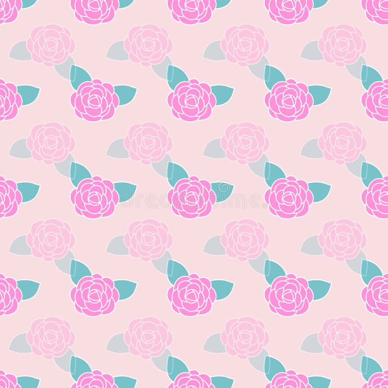 Roses Vector Repeat Pattern on Pastel Pink Background Stock Vector ...