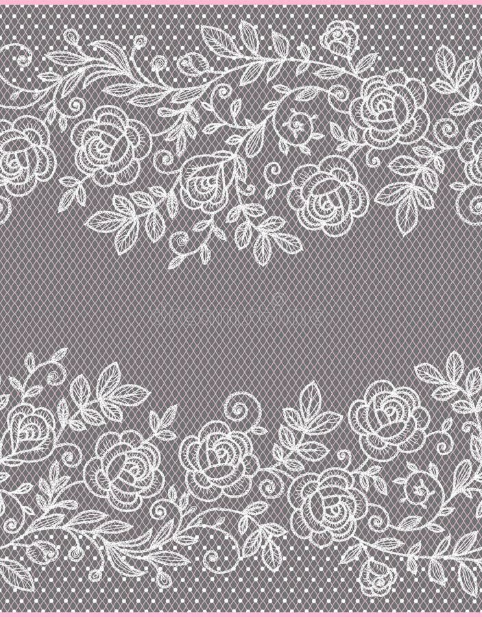 Roses Vertical Lace Seamless Pattern. Stock Vector - Illustration of ...
