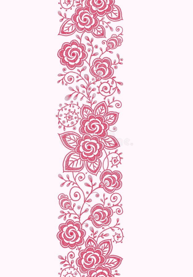 Roses Vertical Lace Seamless Pattern. Stock Vector - Illustration of ...