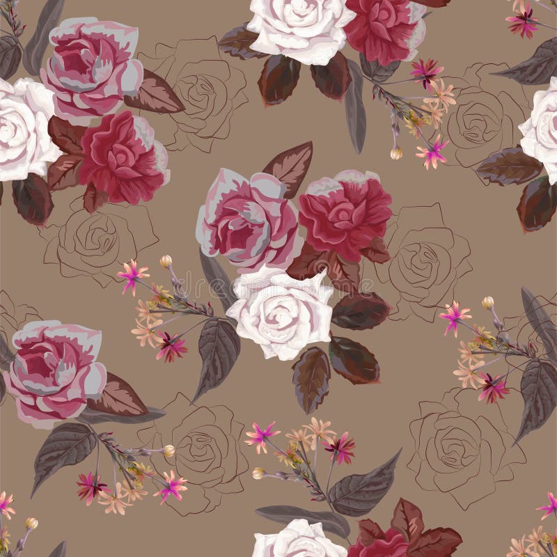 Pink Roses and Sampaguita Jasmine Bouquet Seamless Pattern Vector ... Pink Roses and Sampaguita Jasmine Bouquet Seamless Pattern Vector ...