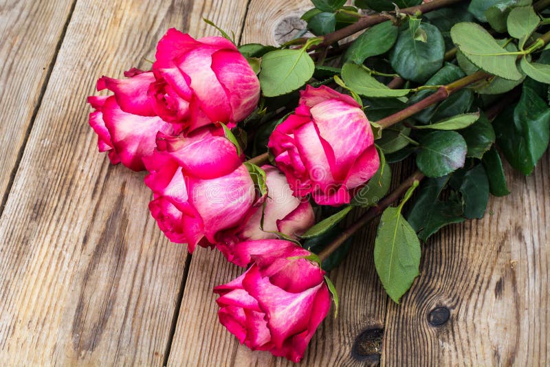 Roses on a Wooden Background Stock Image - Image of gift, bouquet: 82621293