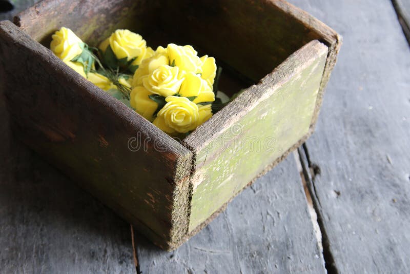 Roses in a wooden box stock image. Image of greeting - 94014059