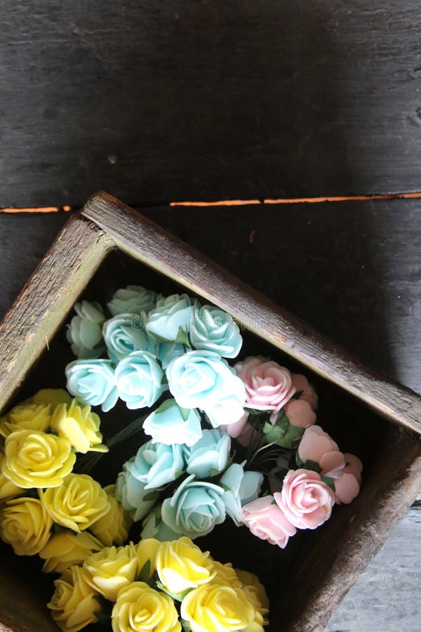 Roses in a wooden box stock image. Image of nature, petals - 94080419