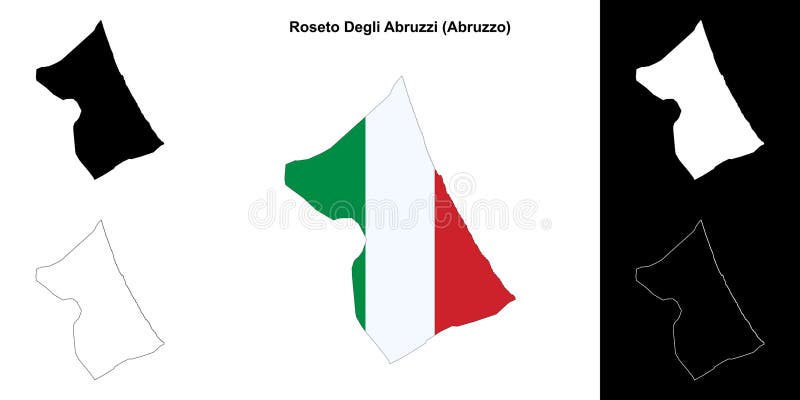 Roseto Degli Abruzzi Outline Map Stock Vector - Illustration of vector ...