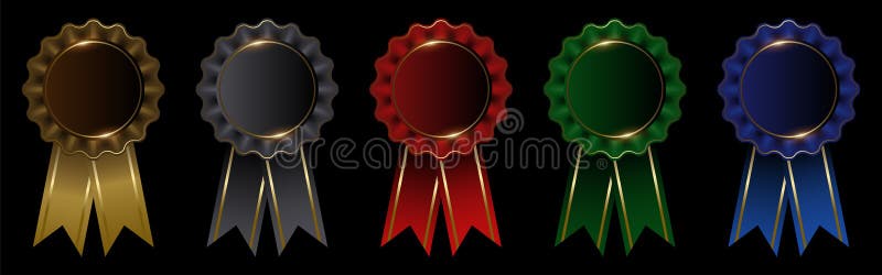 Rosette Badge Design in Five Colors Stock Vector - Illustration of ...