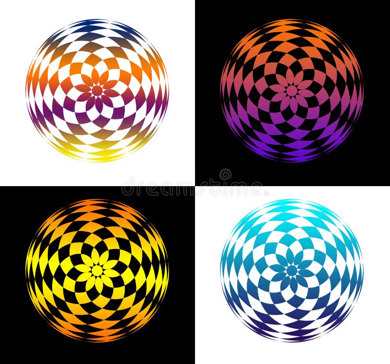 4 Rosette Circular Patterns with Different Color and Background Stock ...
