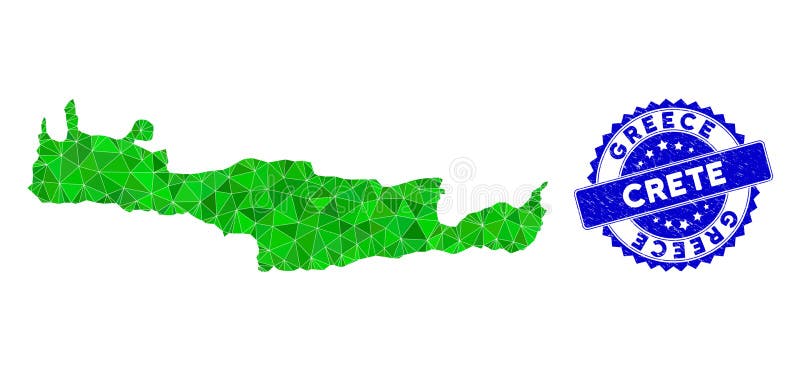 Rosette Distress Seal Imprint with Green Vector Lowpoly Crete Island ... Rosette Distress Seal Imprint with Green Vector Lowpoly Crete Island ...