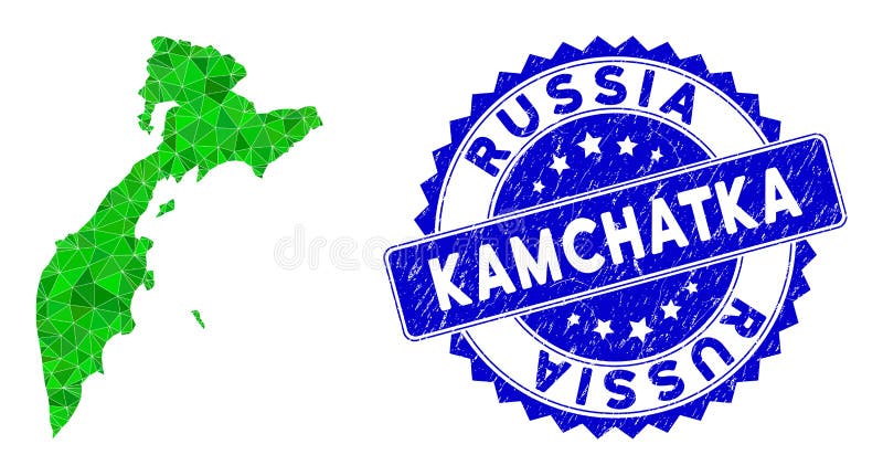 Rosette Distress Seal Imprint and Green Vector Lowpoly Kamchatka Map ... Rosette Distress Seal Imprint and Green Vector Lowpoly Kamchatka Map ...