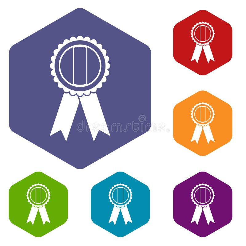 Red Rosette Icons. Symbols of Quality, Warranty, Rewads. Vector Stock ...