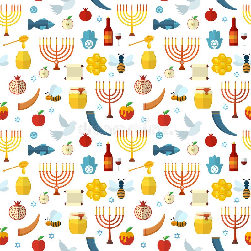 Rosh Hashanah, Shana Tova Seamless Pattern Vector Illustration. Stock ...