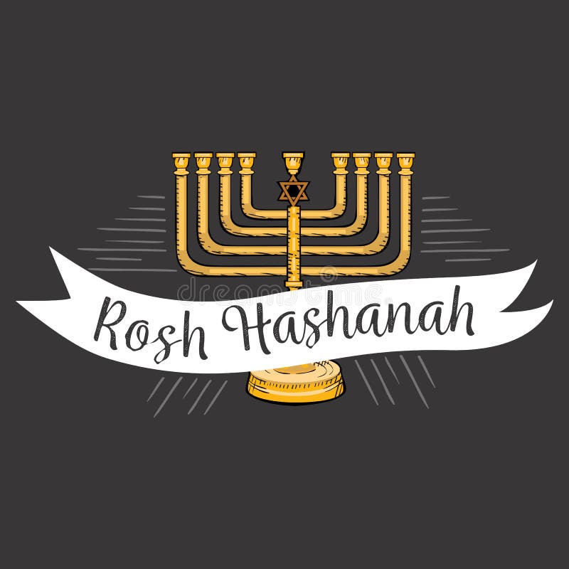 Rosh HaShanah Text Lettering. Happy Jewish New Year Menorah Greeting ... Rosh HaShanah Text Lettering. Happy Jewish New Year Menorah Greeting ...
