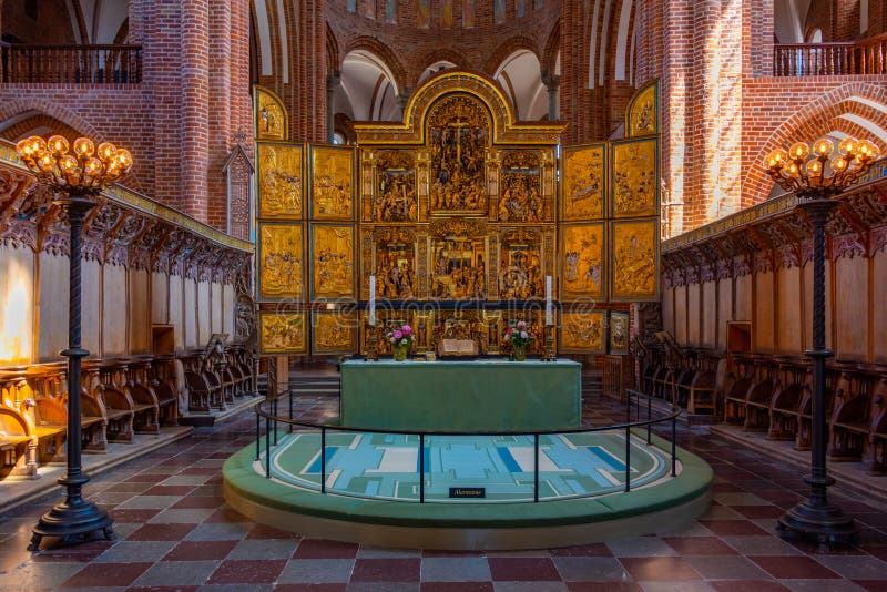 Roskilde, Denmark, June 23, 2022: Interior of the Roskilde Cathe ...