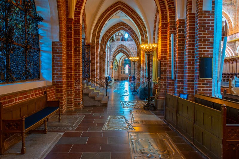 Roskilde, Denmark, June 23, 2022: Interior of the Roskilde Cathe ...