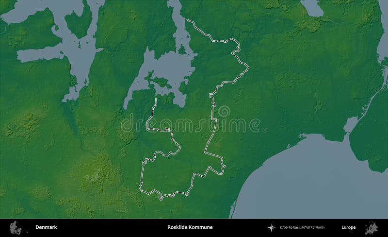 Roskilde Kommune Outlined, Denmark. Physical Stock Illustration ...