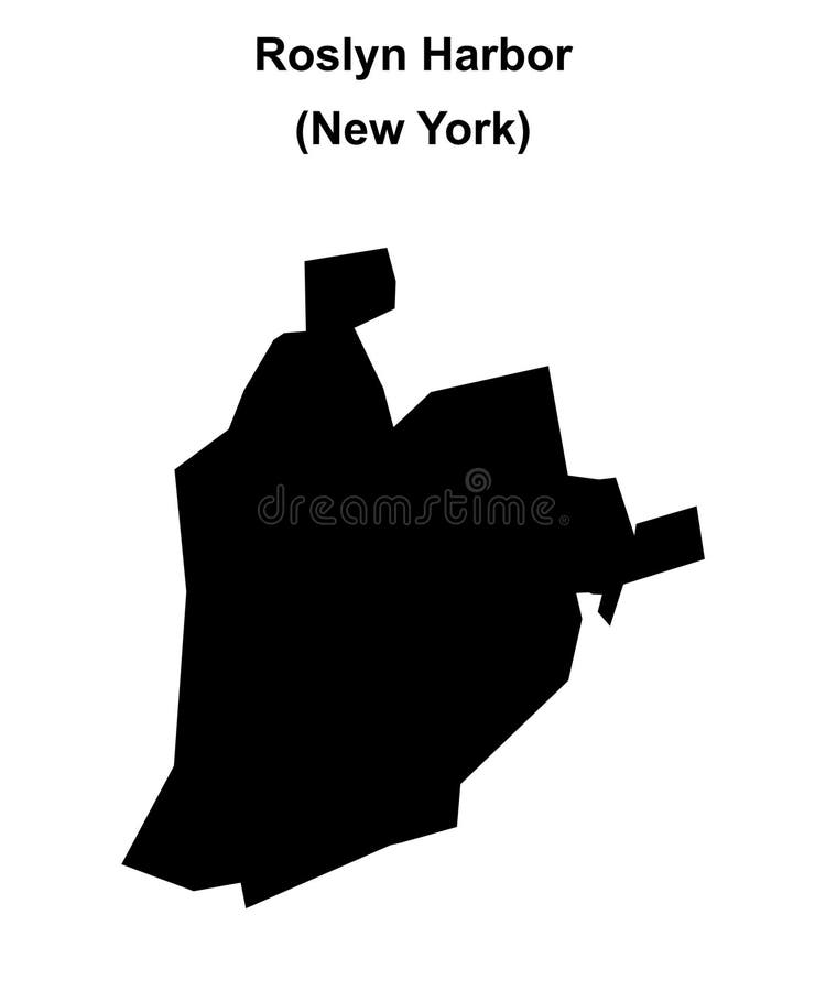Roslyn Harbor outline map stock vector. Illustration of atlas - 387622007