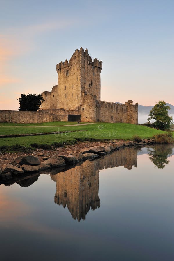 Ross Castle at Sunset. Killarney. Ireland Stock Photo - Image of fairy ...