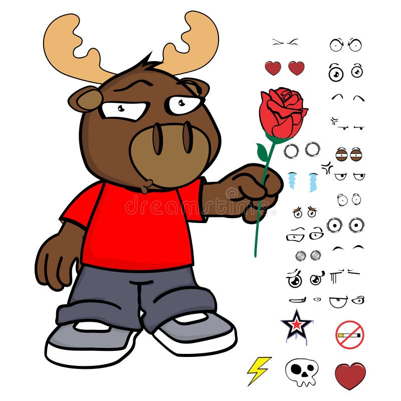 Rosse Moose Kid Character Cartoon Expressions Set in Vector Format ...