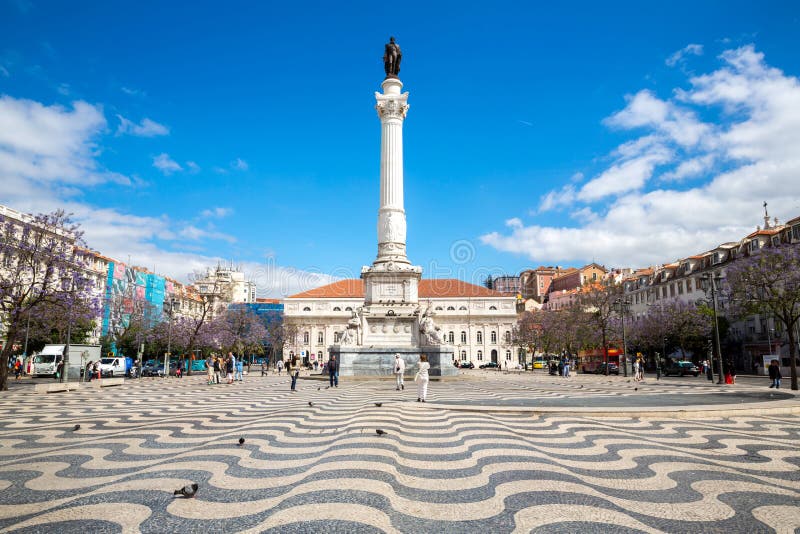 Rossio square Lisbon editorial photo. Image of blue, pedro - 42492446