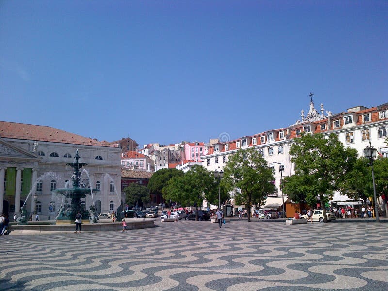 Rossio square Lisbon stock photo. Image of pavement, downtown - 43662676