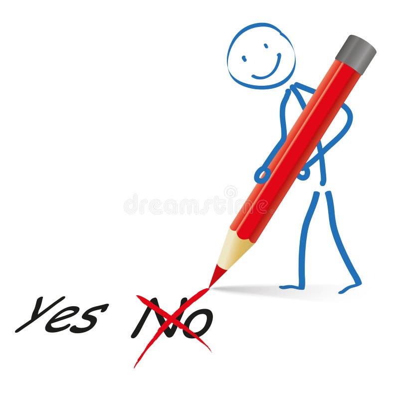 Rosso Pen Yes No Di Stickman Illustrazione Vettoriale - Illustrazione ...