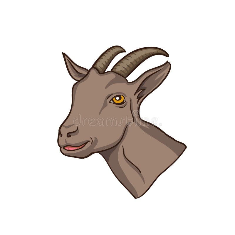 The Goat S Head. a Three-quarter Turn. a Simple Black and White Vector ...