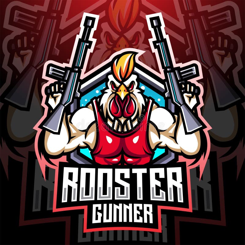 Rooster Gunner Mascot Logo Design Stock Vector - Illustration of battle ...