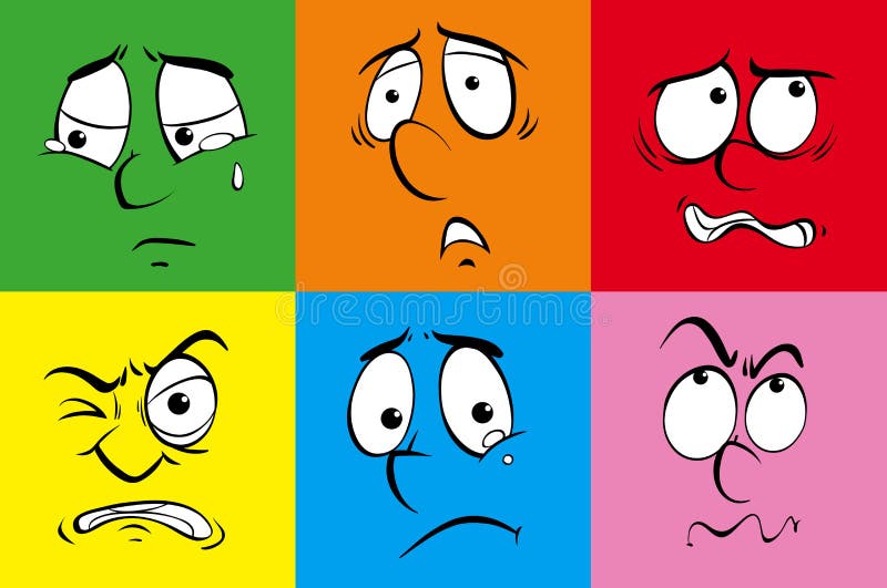 Rostos Humanos Com Sentimentos Diferentes Ilustração do Vetor ...