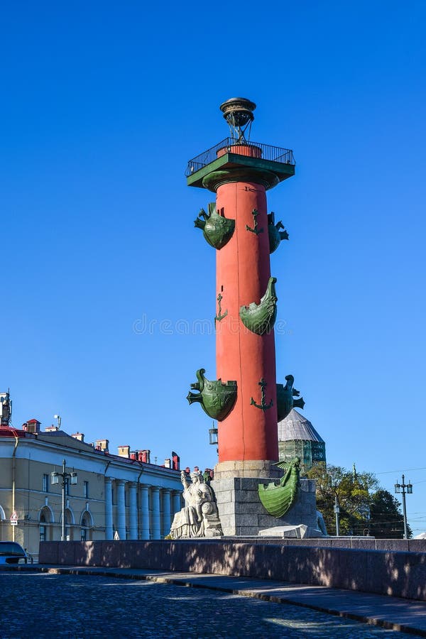 Rostral Column in St. Petersburg, Russia Stock Photo - Image of czar ...