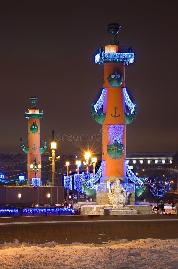 Rostral Columns in Petersburg, Russia. Editorial Photography - Image of ...