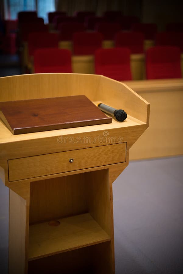 Rostrum with a Microphone in a Reference Room Stock Image - Image of ...