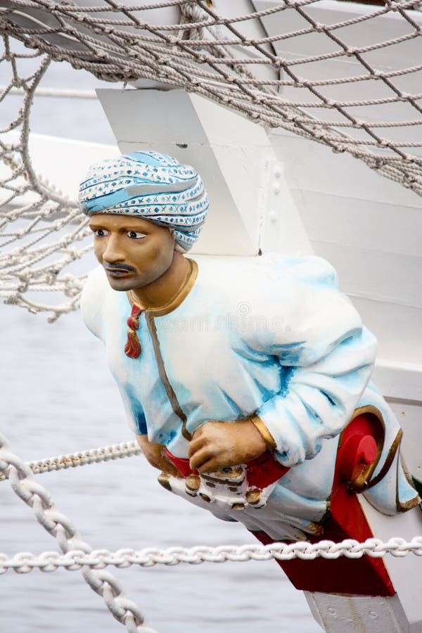 Rostrum Sculpture of Man on Ship Stock Image - Image of sail, marine ...