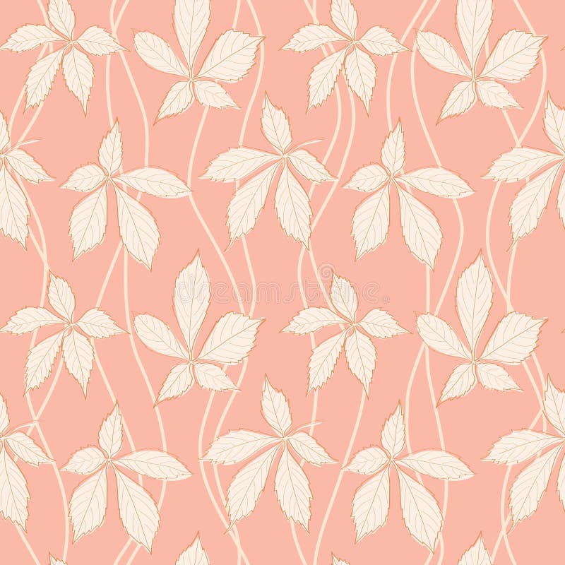 Rosy Seamless Pattern with Leaves and Lianes - Decorative Vector ...