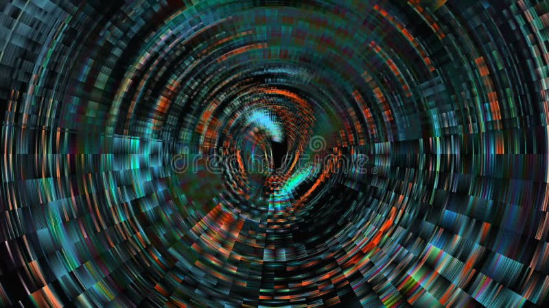 Rotaing Blue and Orange Colorful Tile Tunnel. Glowing Design Element ...