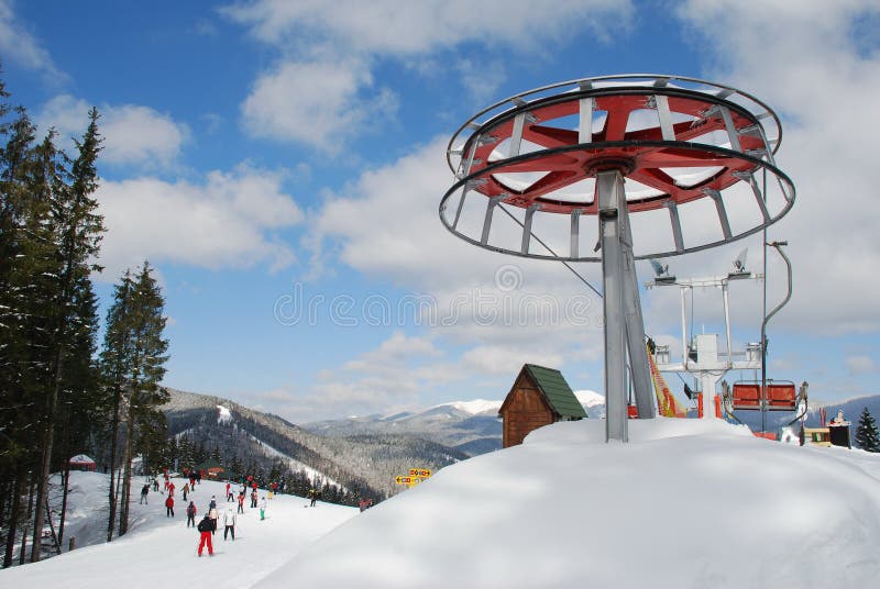 The Rotary Device of the Mountain-skiing Lift Stock Photo - Image of ...