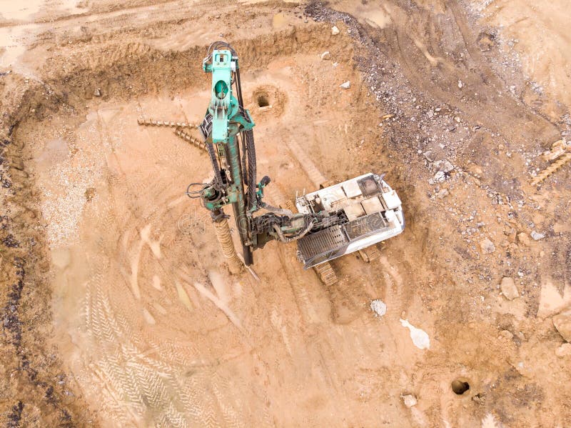 Bore Pile Rig Machine at the Construction Site on Blue Sky Background ...