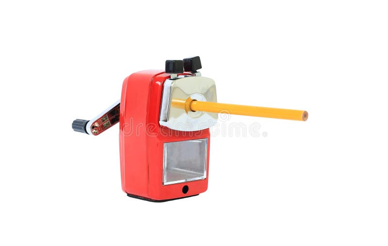 Mechanical Rotary Pencil Sharpener Isolated on White Background. Front ...