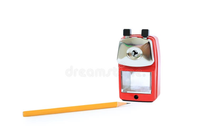 Mechanical Rotary Pencil Sharpener Isolated on White Background. Front ...
