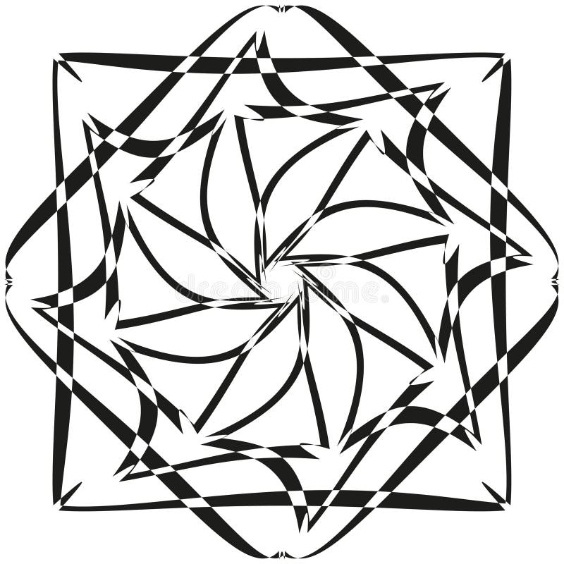 Rotary Swirl Icon. Angular Pinwheel Shape. Dynamic Vortex Vector. Bold ...