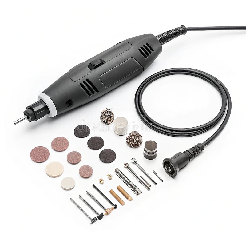 Rotary Tool with Attachments for Detailed Work Stock Illustration ...