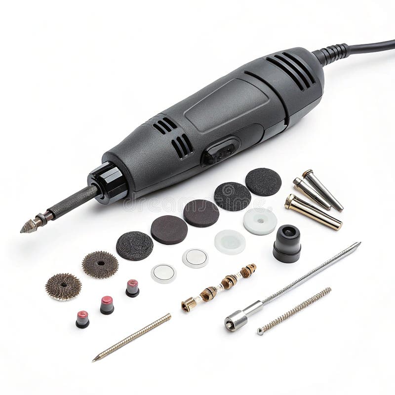 Rotary Tool with Attachments for Detailed Work Stock Illustration ...