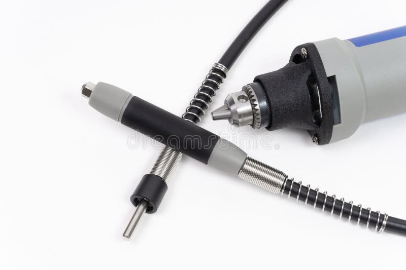 Rotary Tool and Flexible Shaft Isolated on White Stock Image - Image of ...