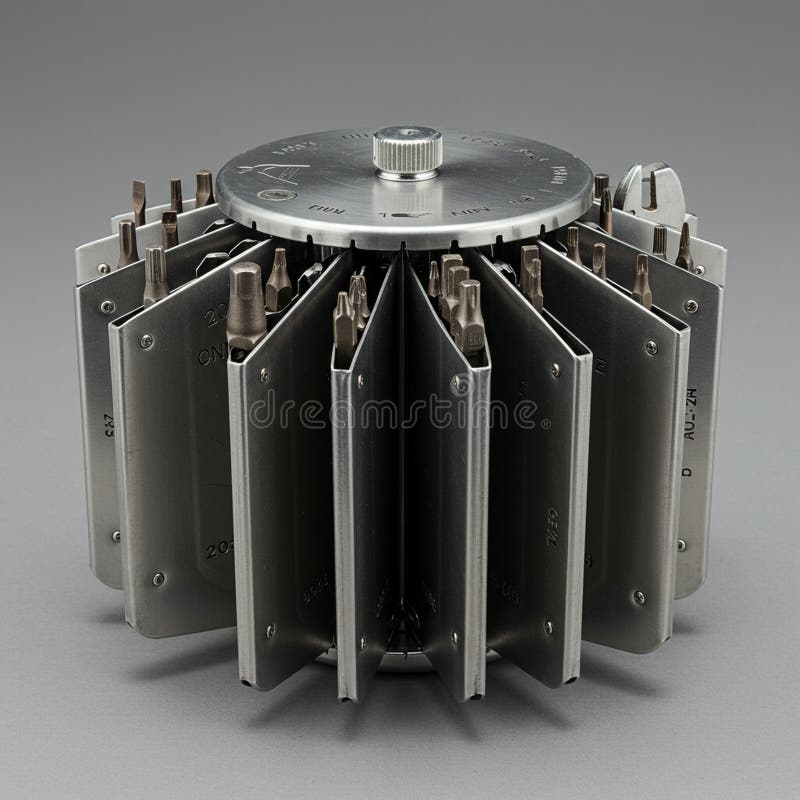 Rotary Tool Holder Showcasing Numerous Screwdriver Bits. Circular ...