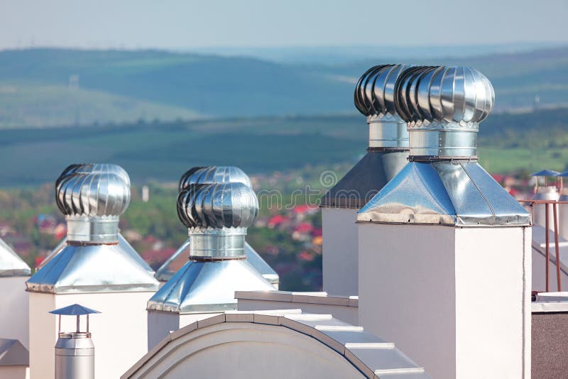 Rotary ventilation systems stock photo. Image of building - 243348496