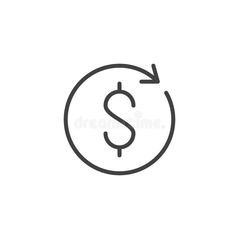 Rotate Arrow and Dollar Vector Icon Stock Vector - Illustration of sign ...