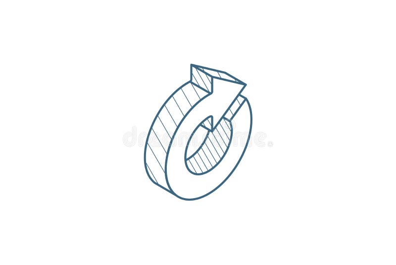 Rotate Arrow, Update Isometric Icon. 3d Line Art Technical Drawing ...