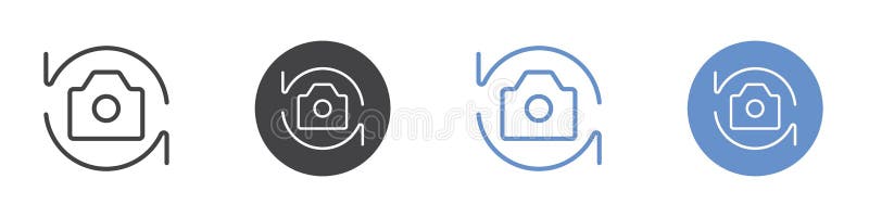 Rotate Camera Icon Flat Set in Black and White Color Stock Vector ...